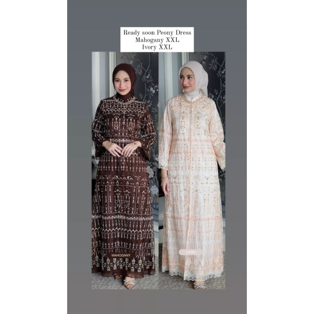 Jual Peony Dress Inara Outer MAHOGANY IVORY NUDE BEIGE B STL XXL ...