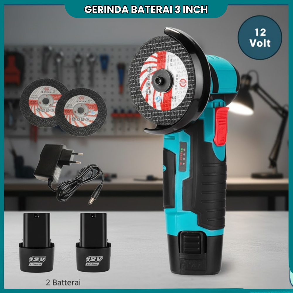 Jual Mesin Gerinda Tangan Cordless 12V Mini Angle Grinder Baterai Tanpa ...