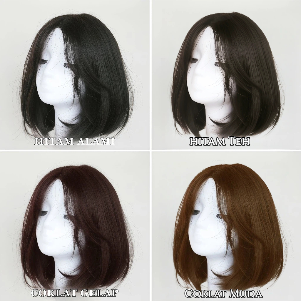Jual Wig wanita full kepala/wig rambut pendek/wig natural wanita/wig ...