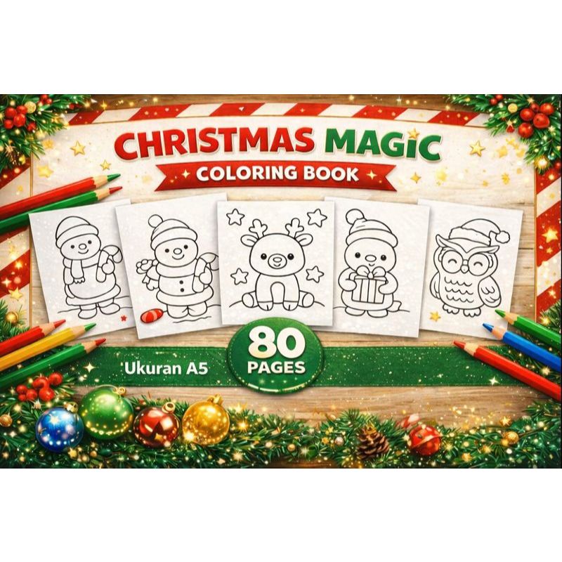 Jual Lembar Mewarnai Anak A5 | 80 Halaman tema Chrismast Magic Ukuran ...