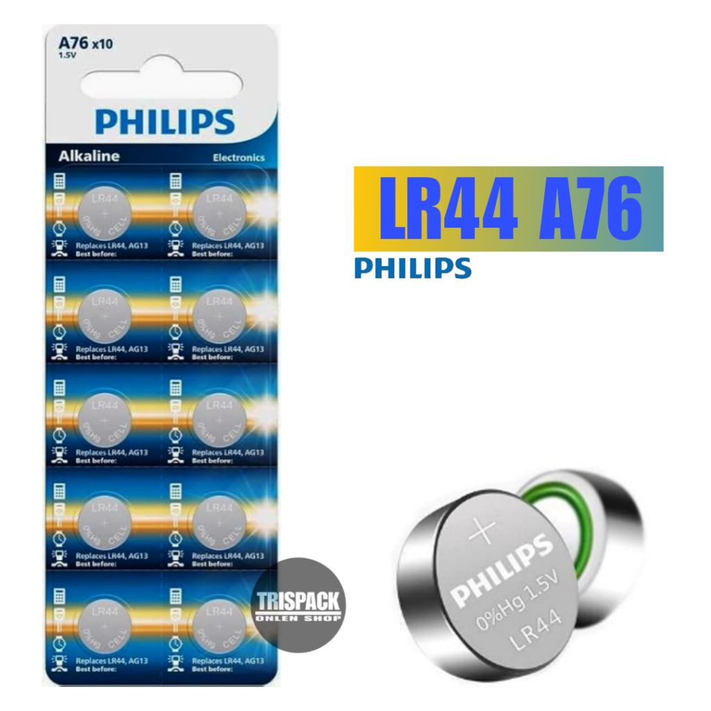 Jual Baterai PHILIPS LR44 AG13 A76 1.5 volt ORIGINAL ASLI BATTERY BATRE ...
