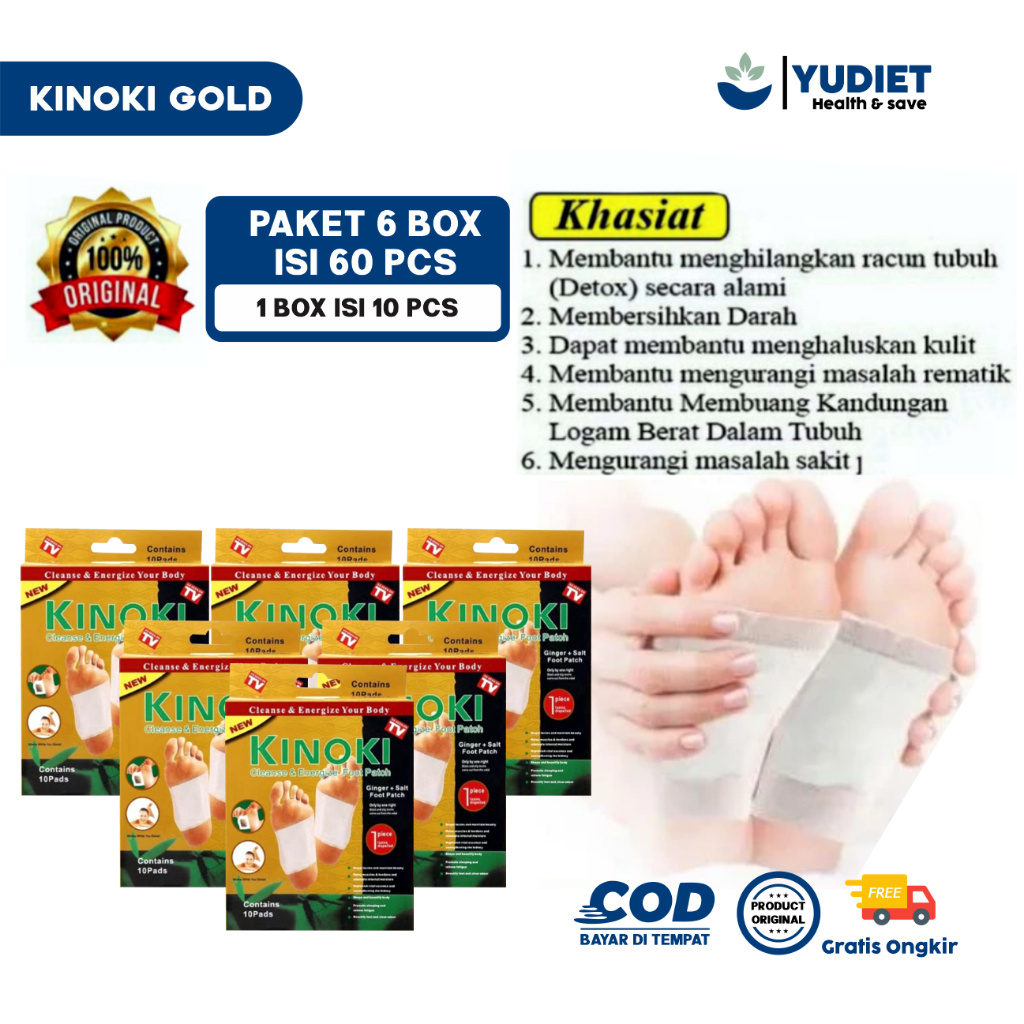 Jual Kinoki Gold Original 6 BOX ISI 60 PCS Ampuh Buang Toksin Dalam ...