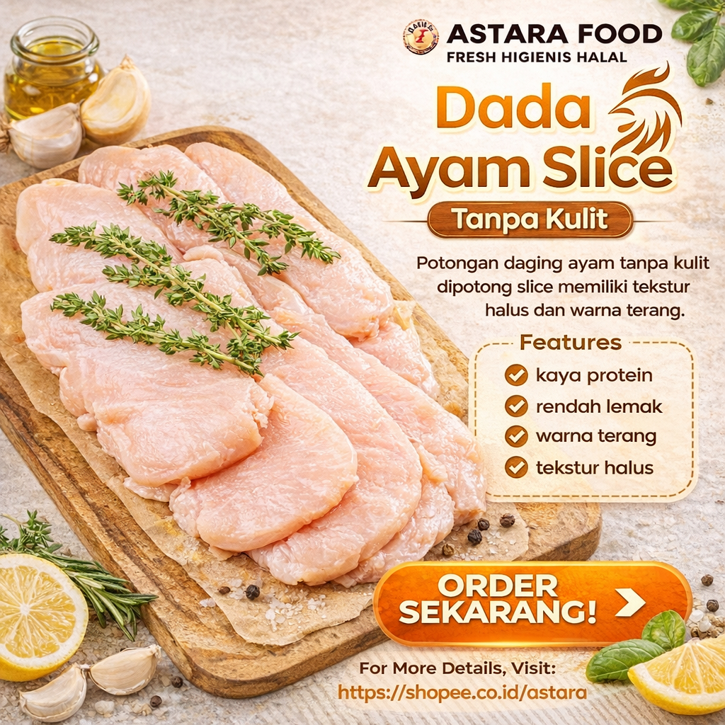 Jual Daging ayam dada slice tanpa kulit 1kg astara food | Shopee Indonesia