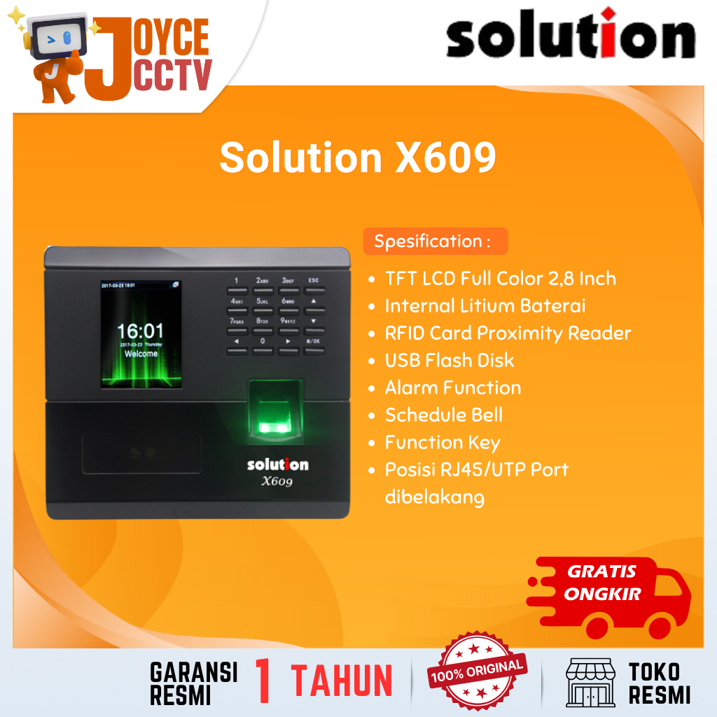 Jual Solution X609 Mesin Absensi Sidik Jari, Wajah, Kartu dan Akses ...