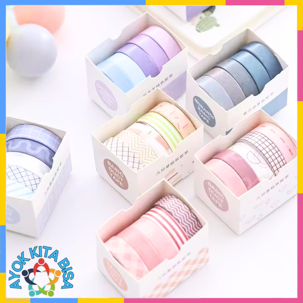 Jual AKB Roll Masking Tape Set 5 Pcs Essential Collection Basic Pattern ...