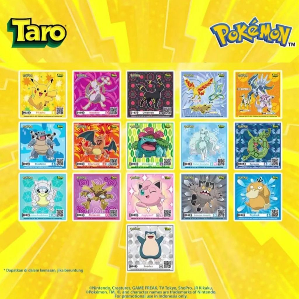 Jual TARO x Sticker Eksklusif Pokemon Pikachu Charizard Blastoise ...