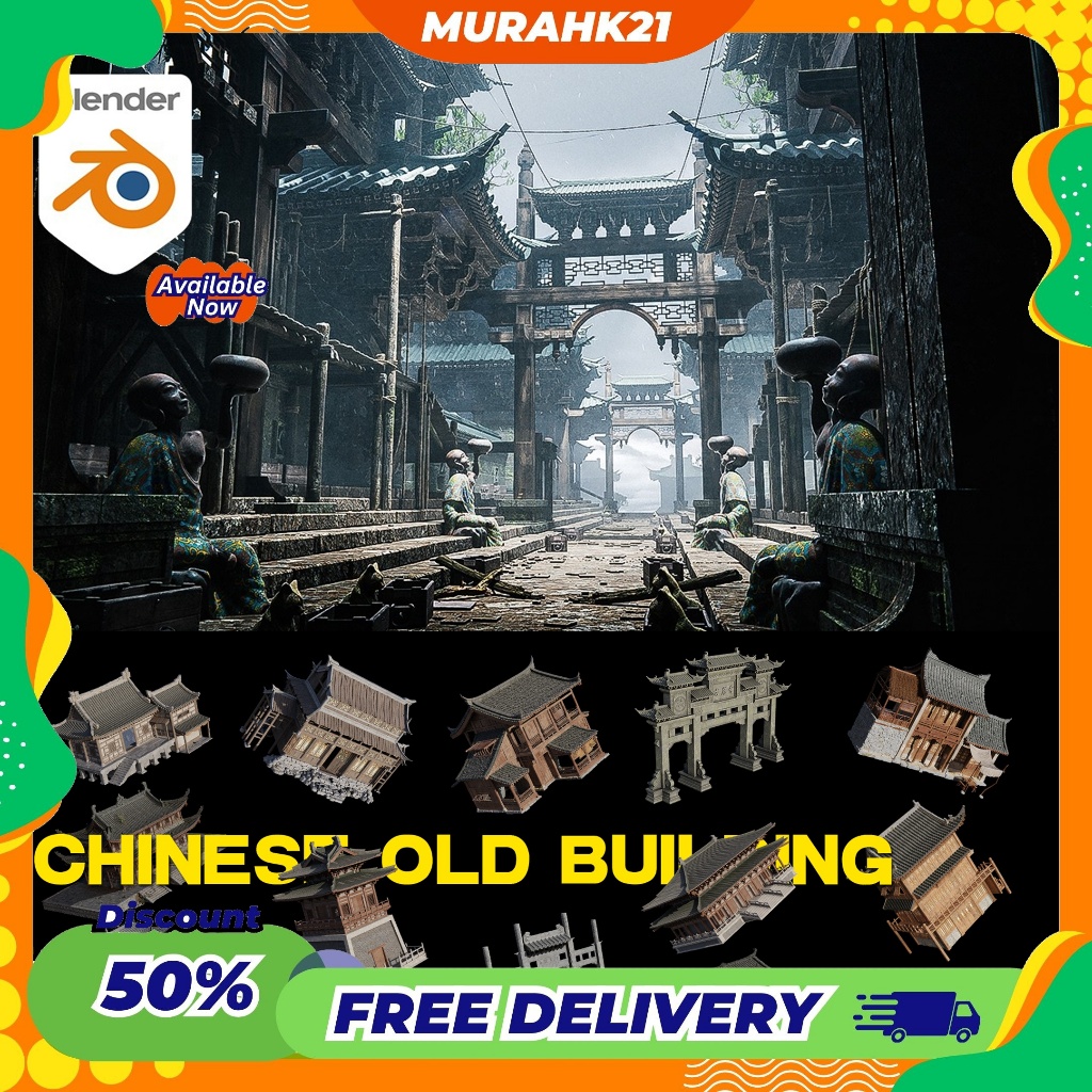 Jual 500 Blender Chinese Ancient Style Asset Library Kitbash 3D Model ...