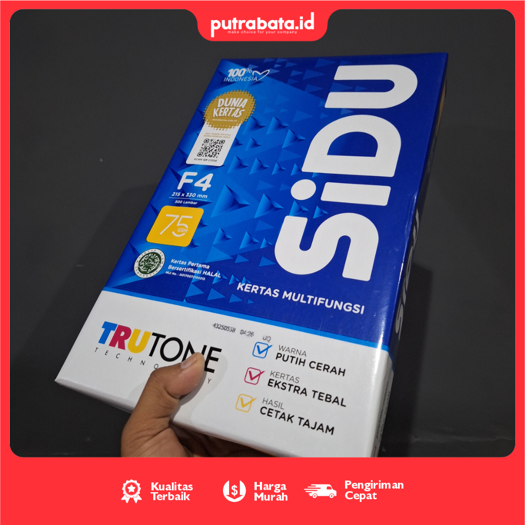 Jual KERTAS SIDU HVS F4 75 GSM | WARNA PUTIH | HARGA PER 1 RIM | KERTAS ...