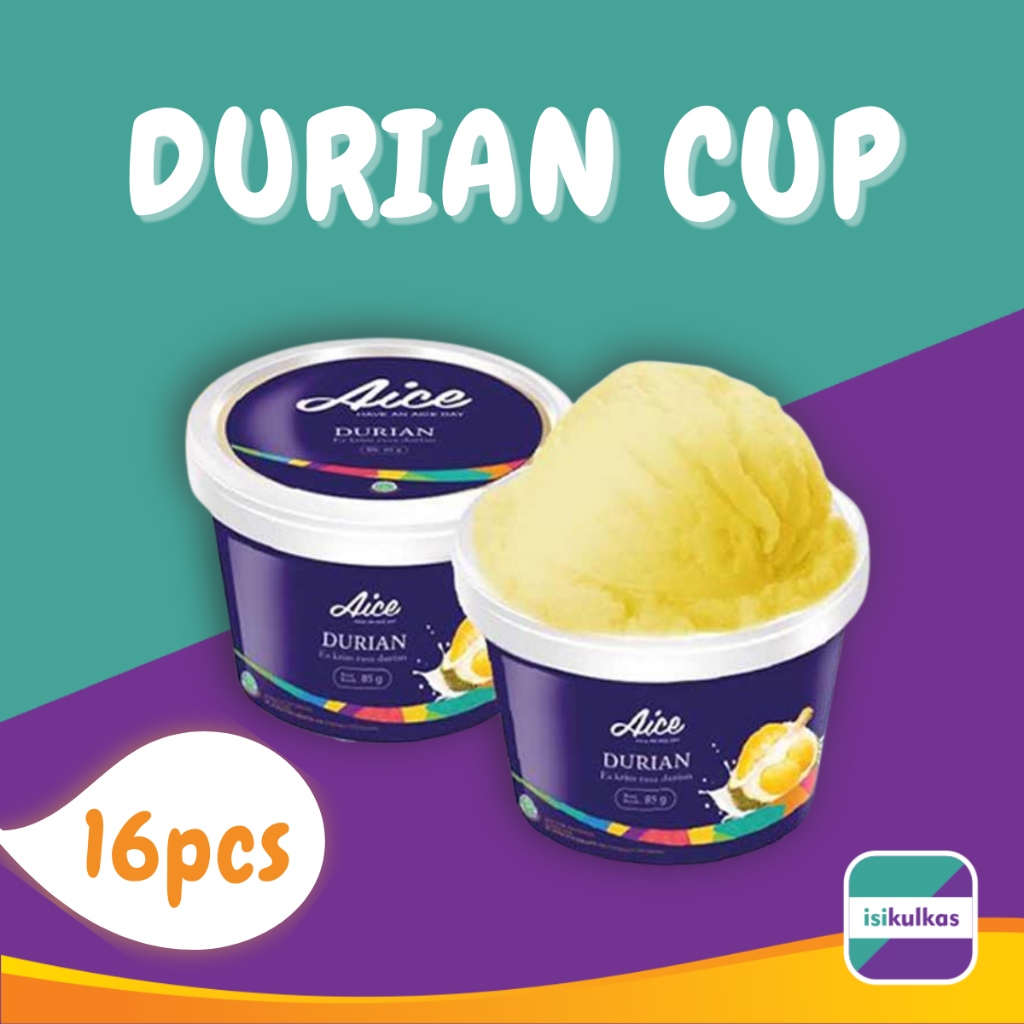 Jual AICE Ice Cream Durian Cup (1 karton = isi 16 pcs) Eskrim | Shopee ...