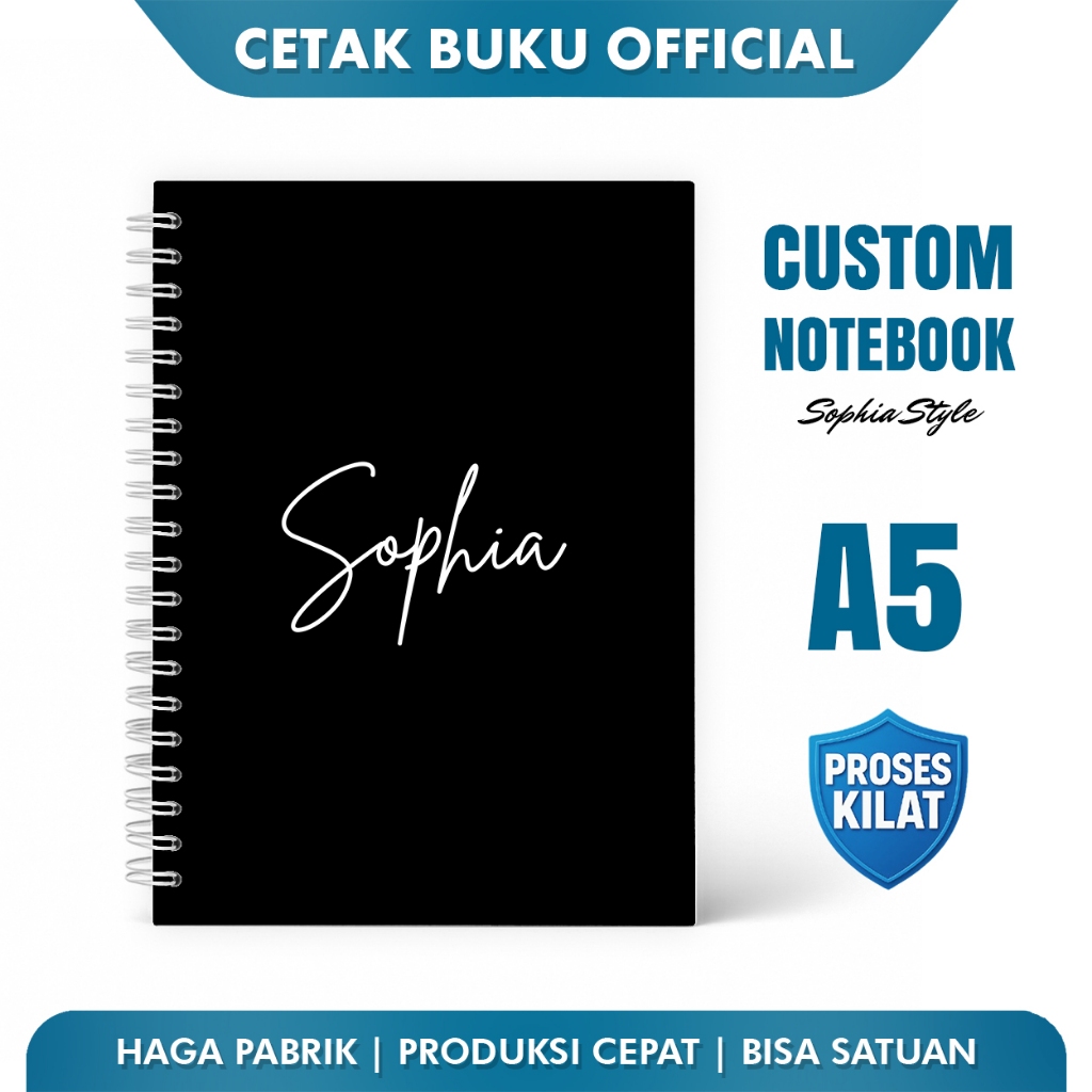 Jual Custom Buku Note Book Cover Nama Tulisan Catatan Journal - Sophia ...