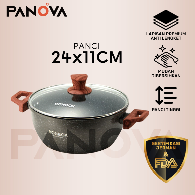 Jual PANOVA Panci Anti Lengket Bahan Stainless Food Grade Teflon dengan ...