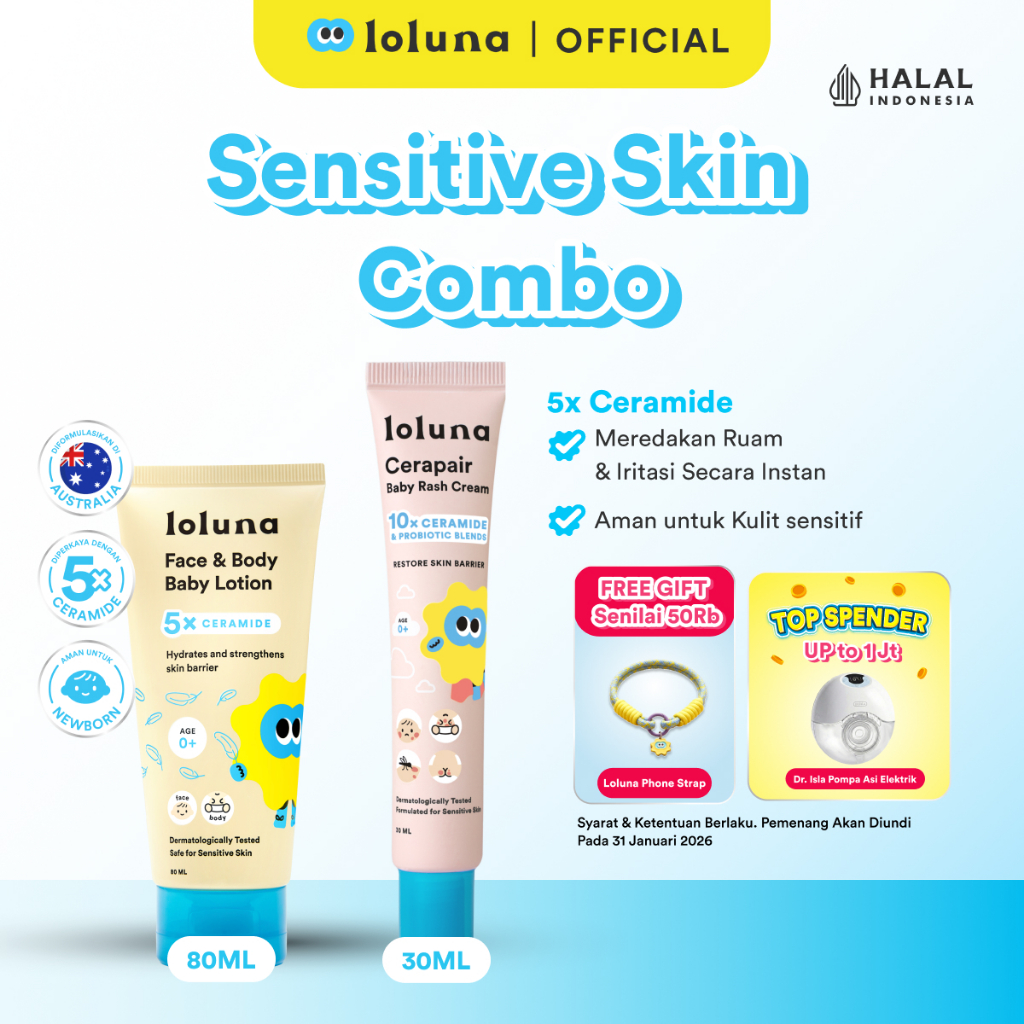 Jual Loluna Sensitive Skin Newborn | Face & Body Baby Lotion 80ml ...
