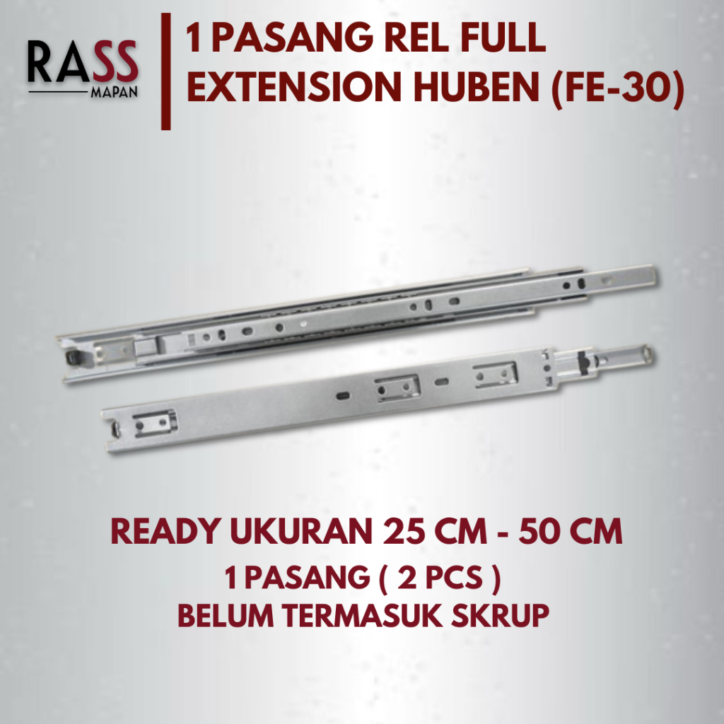 Jual 1 PASANG Rel Laci Double 2x Tarik Full Extension FE 30mm merk ...