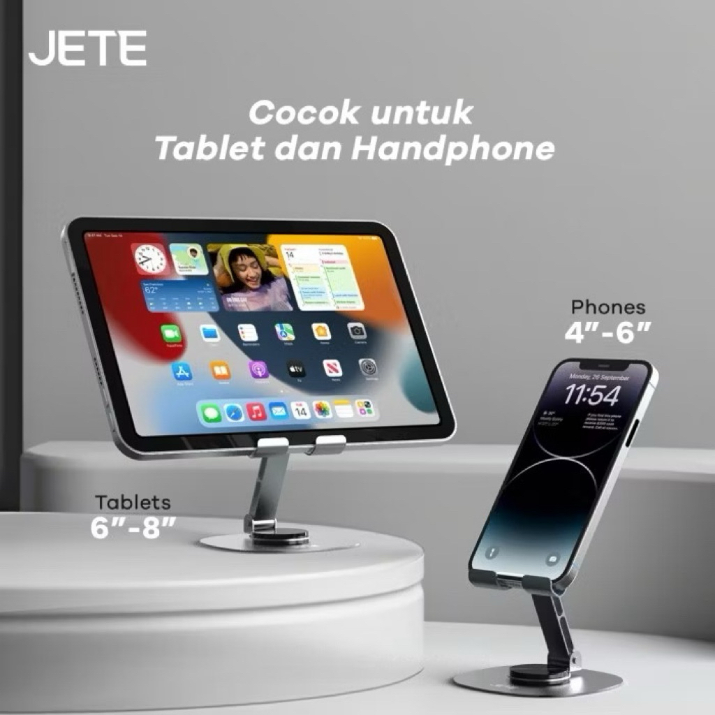 Jual STAND TABLET DAN HP HOLDER BESI SILVER JETE | Shopee Indonesia