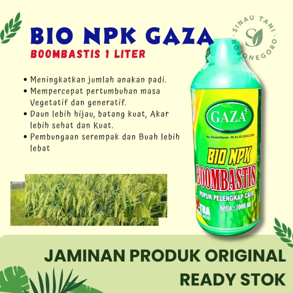 Jual Bio NPK GAZA BOOMBASTIS 1 Botol 1 liter plus GA5 plus KALIUM HUMAD ...