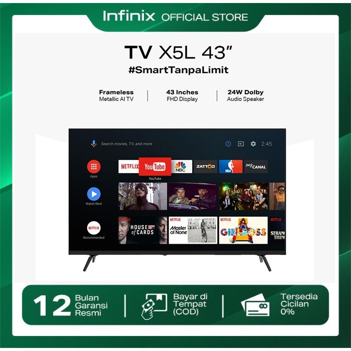 Jual Infinix Smart TV X5L 43" - FHD - Android 13 - Dolby Audio | Shopee ...