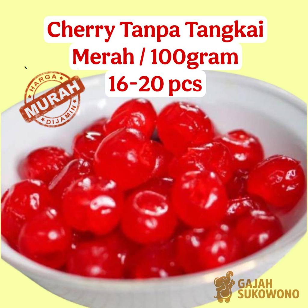 Jual Cherry tanpa tangkai / cherry kering warna merah per ons atau 100g ...