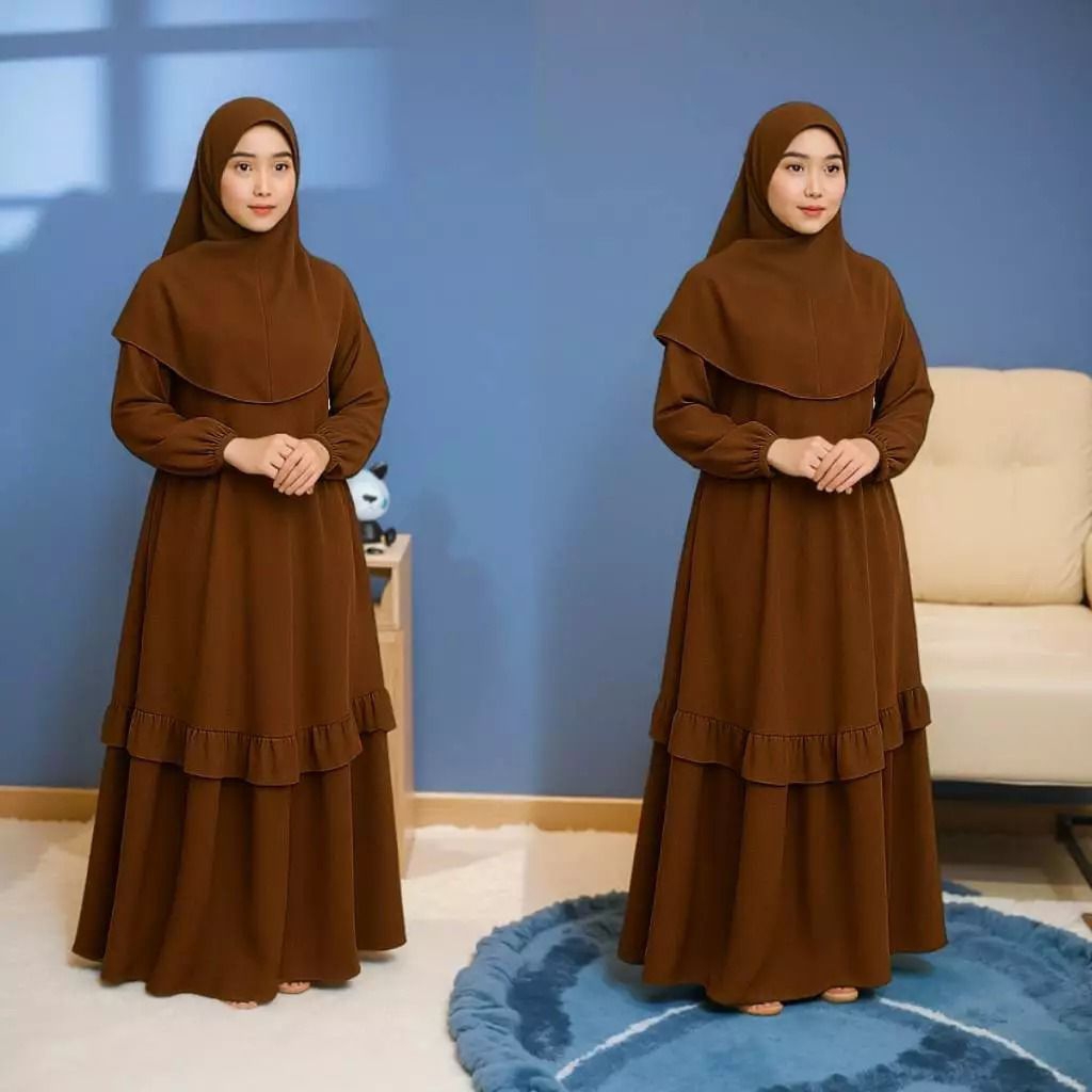Jual Gamis Ainun Terbaru 2025 - Gamis Malaysia Busui Umpak Bahan Ceruty ...