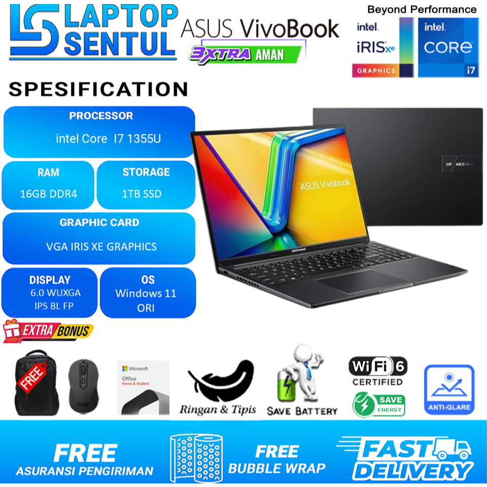 Jual Asus VivoBook 16 F1605VA Intel Core i7 - 1355U Ram 16GB WUXGA IPS ...
