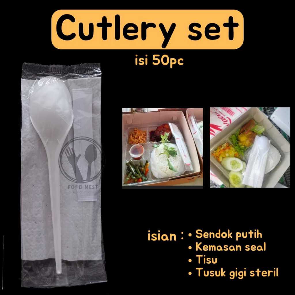 Jual [ISI 50 SET] CUTLERY SET SENDOK SET TISU TISSUE TUSUK GIGI ISI ...