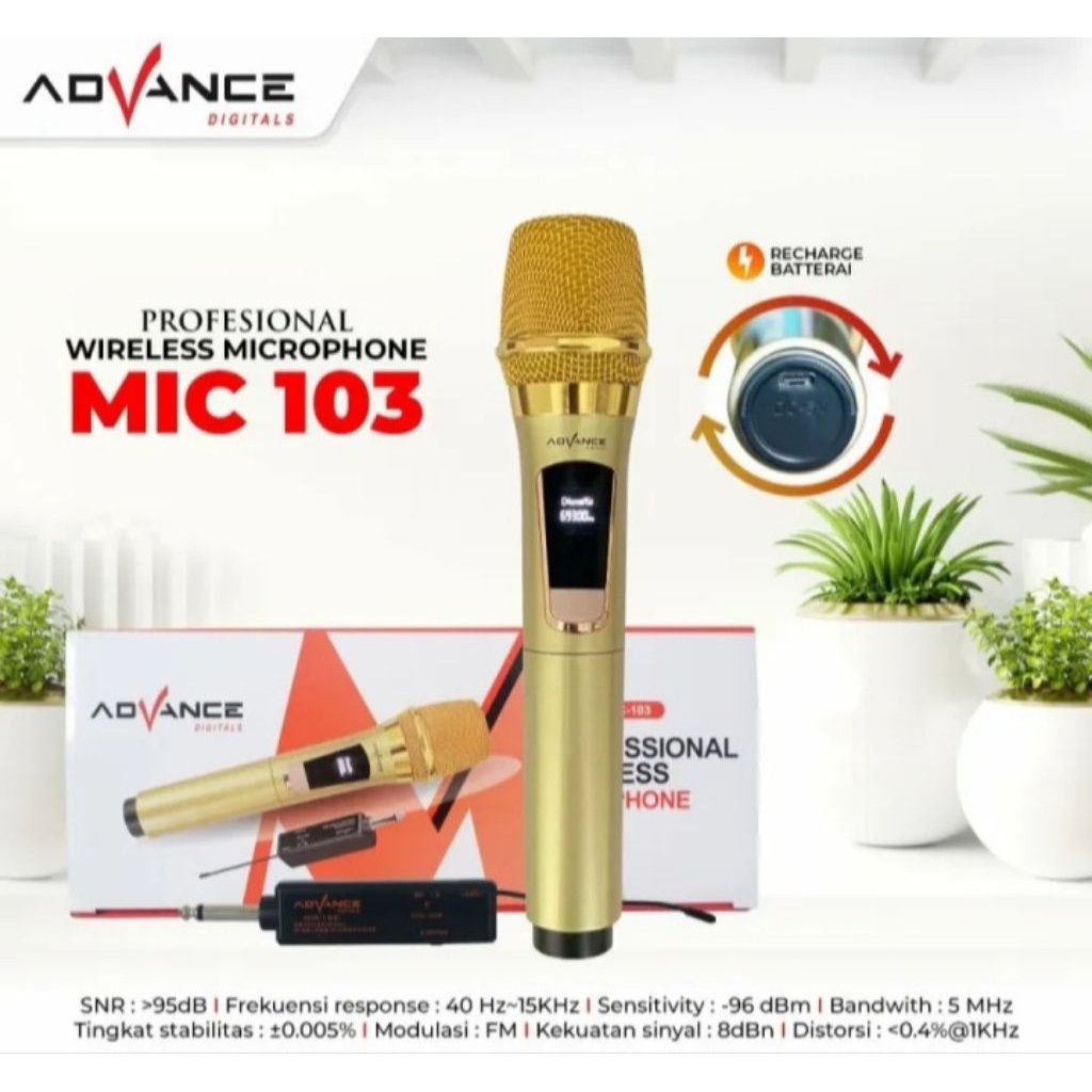 Jual ADVANCE Microphone Wireless MIC 103 Karaoke Single Tanpa Kabel ...