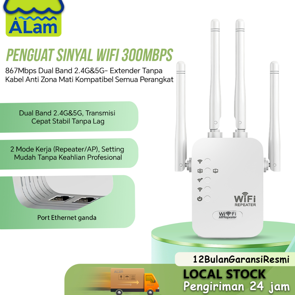 Jual Alam Penguat Sinyal WiFi Dual Port RJ45 - Repeater Mini Portabel ...