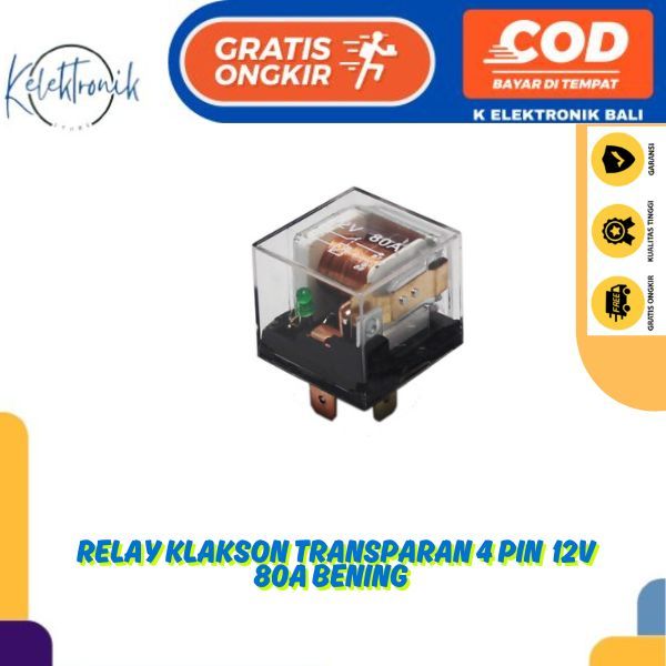 Jual Relay KLAKSON Transparan 4 PIN 12V 80A Bening MERK ICC | Shopee ...