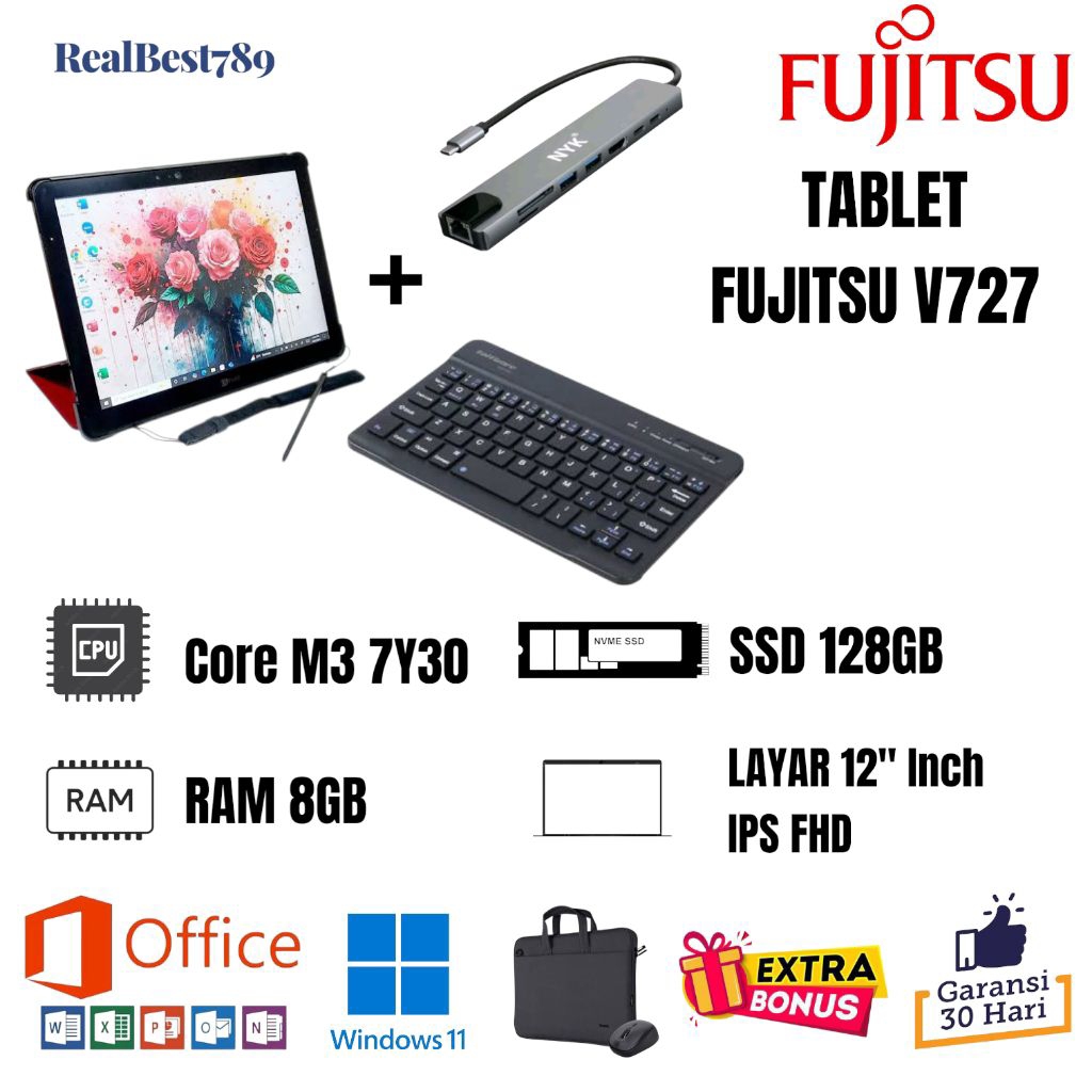Jual Tablet Windows Fujitsu ARROWS Tab V727/V Core M3 7Y30 Ram 8GB Ssd ...