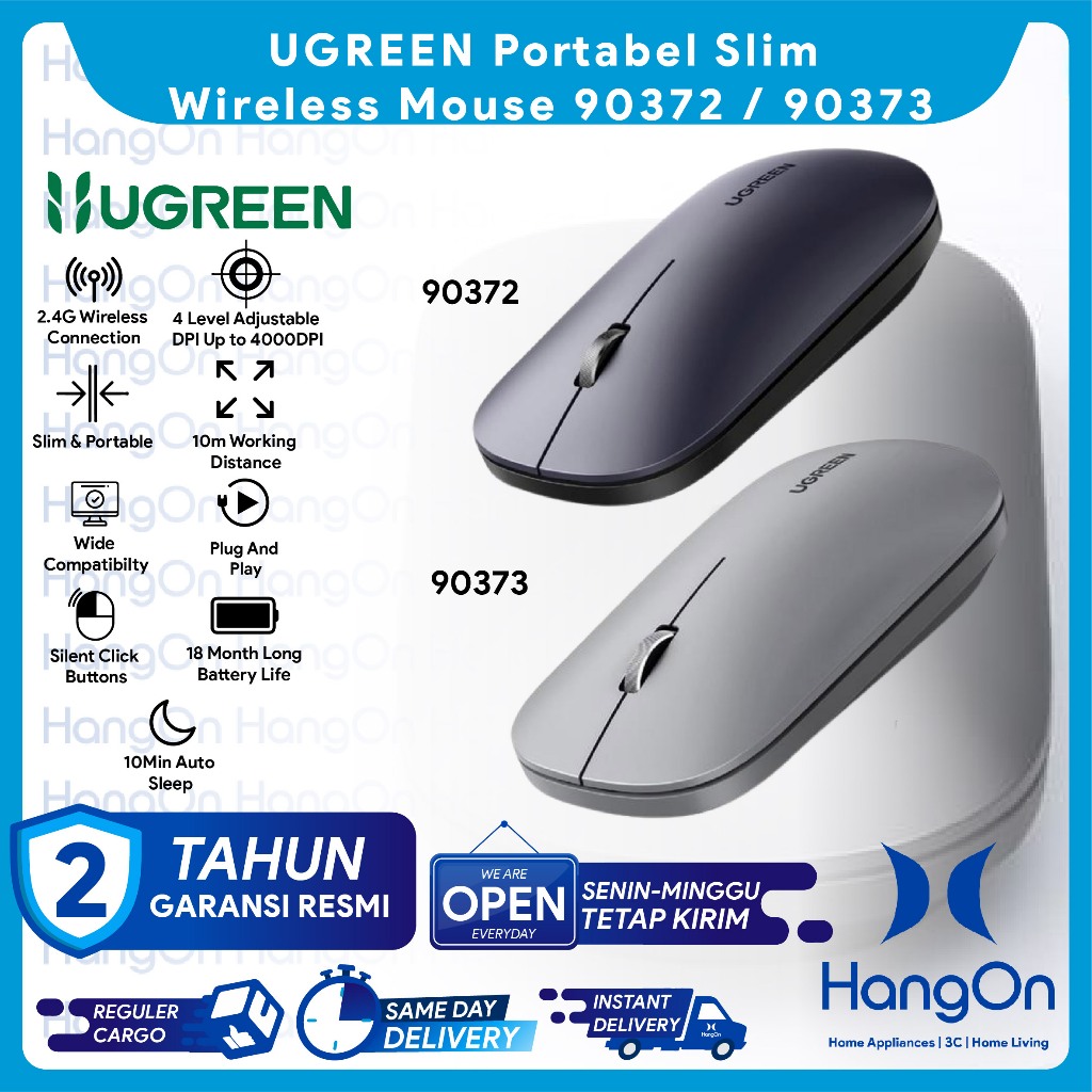 Jual UGREEN 90372 / 90373 Portable Slim Wireless Mouse 2.4GHz Silent ...