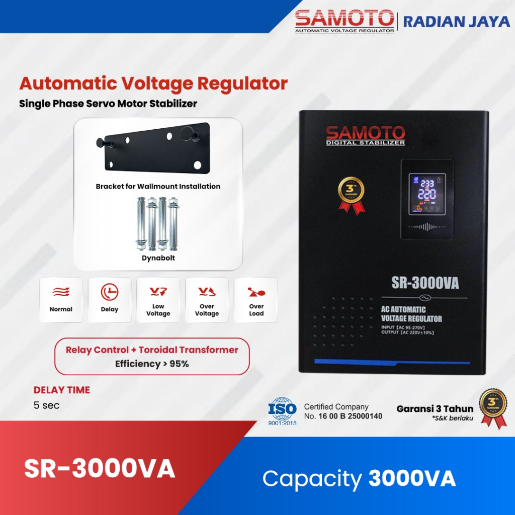 Jual Digital Stabilizer Samoto Stavol Listrik Single Phase 3000VA AVR ...