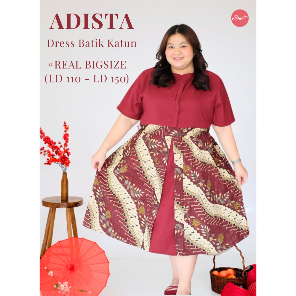 Jual ATRACTIV Dress Batik Imlek Jumbo LD120 LD130 LD135 LD142 Dress ...