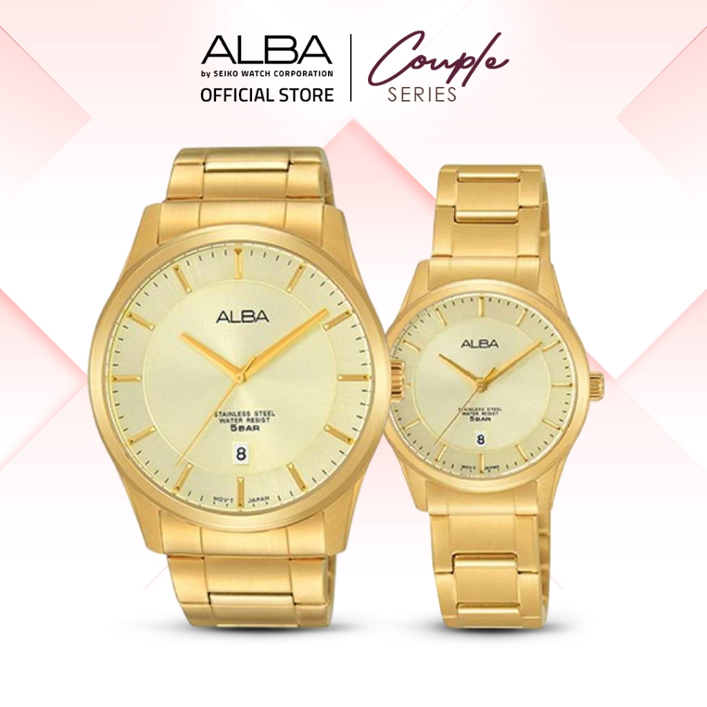 Jual ALBA Jam Tangan COUPLE AS9C14 & AH7L68 Quartz Gold Watch | Shopee ...