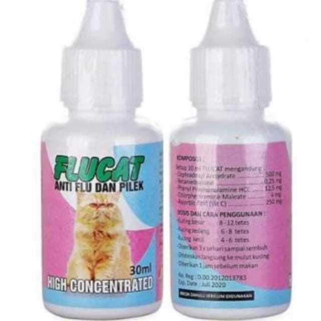 Jual Flu Cat Obat Flu Kucing Pilek Ingusan Bersin Hidung Berair 30ML ...