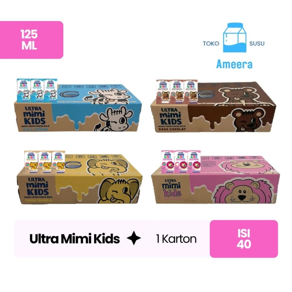 Jual Ultra Mimi Kids 125 ml Susu UHT 1 Dus Isi 40 pcs Berbagai Rasa ...