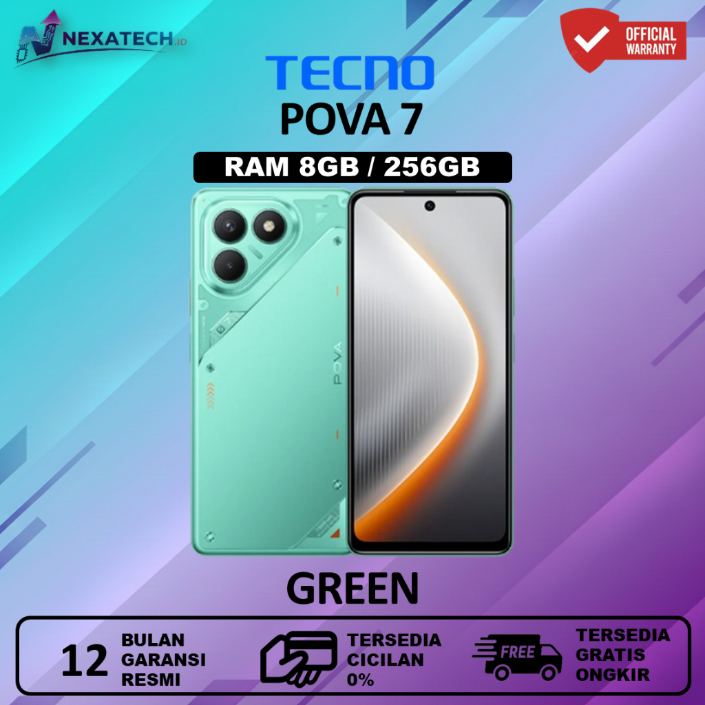 Jual TECNO POVA 7 8/256GB Neon Cyan - Garansi Resmi - Gaming Phone ...