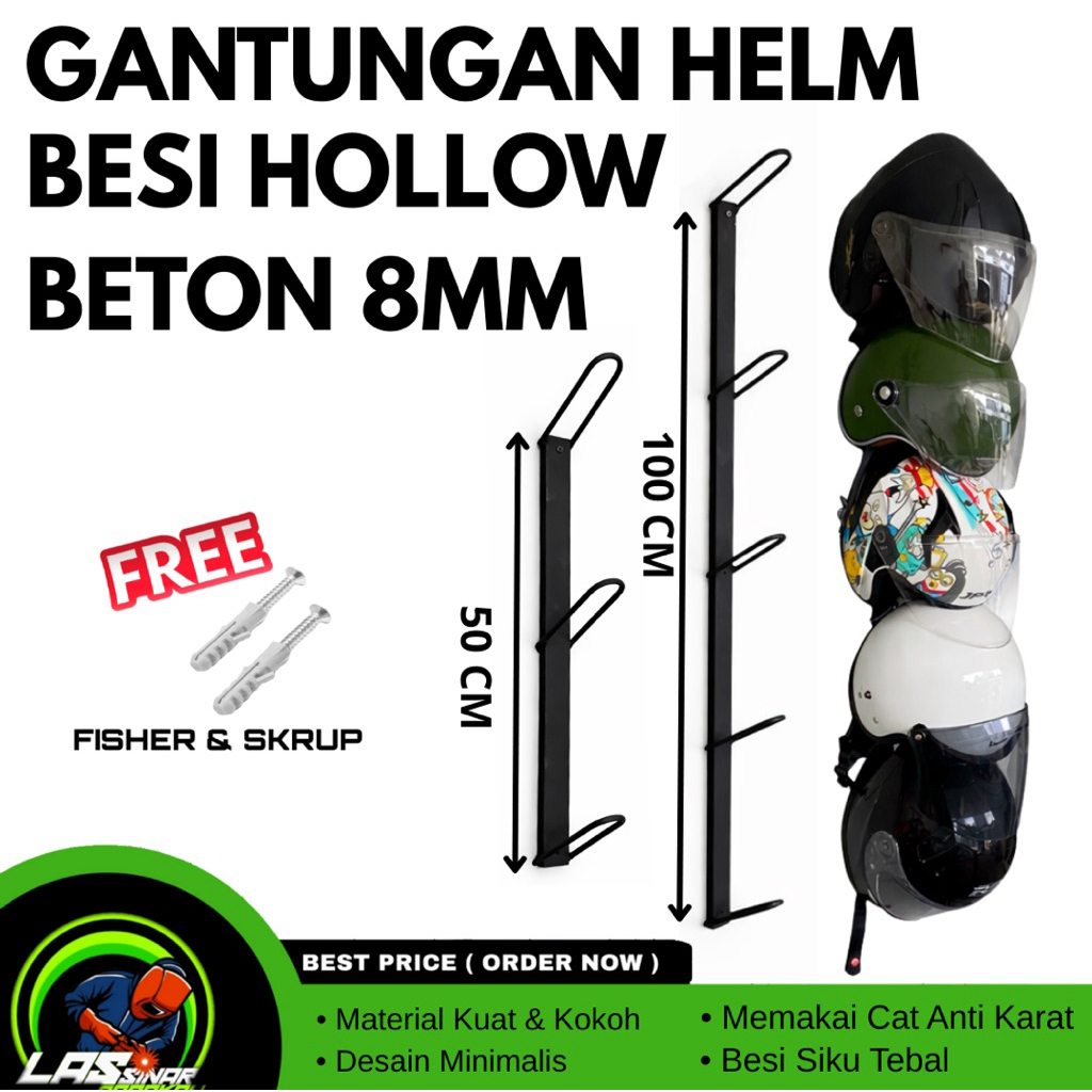 Jual Rak Gantungan Helm Susun - Rak Penyimpanan Helm Dinding Bahan Besi ...