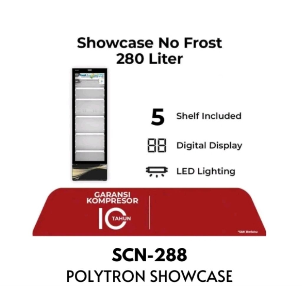 Jual Polytron Showcase 1 Pintu 5 RAK 280 Liter SCN 288 | Shopee Indonesia