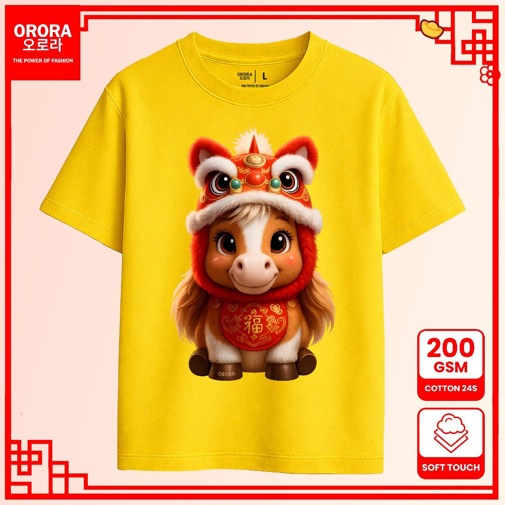 Jual Orora Kaos Imlek 2026 Chinese New Year Merah 3D Chinese Horse ...