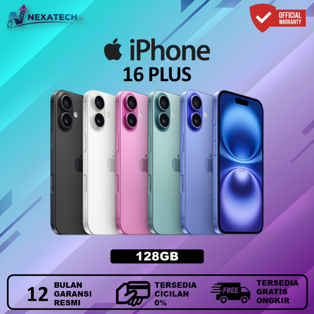 Jual iPhone 16 Plus 128GB Black White Pink Teal Blue GRS Resmi ...