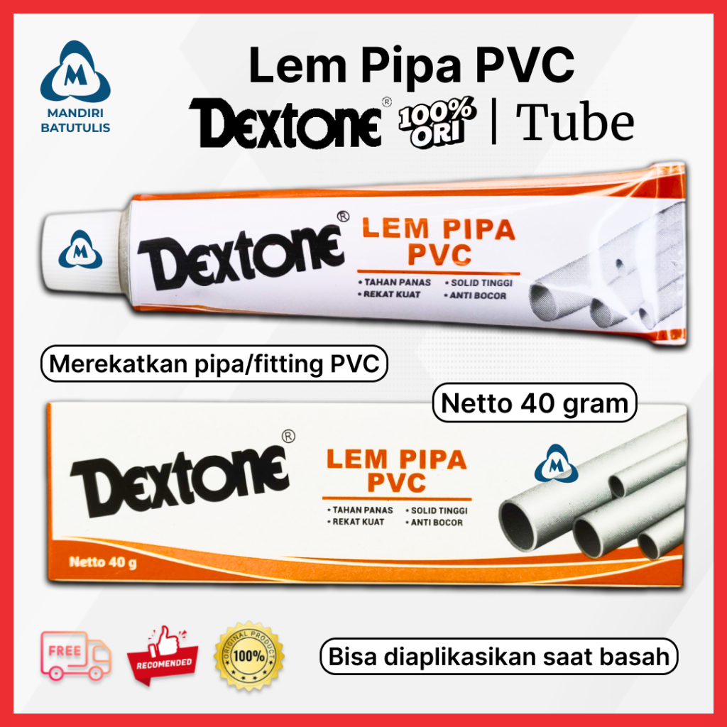 Jual Lem Pipa PVC Dextone Tube 40 Gram - Perekat Fitting Pipa Paralon ...