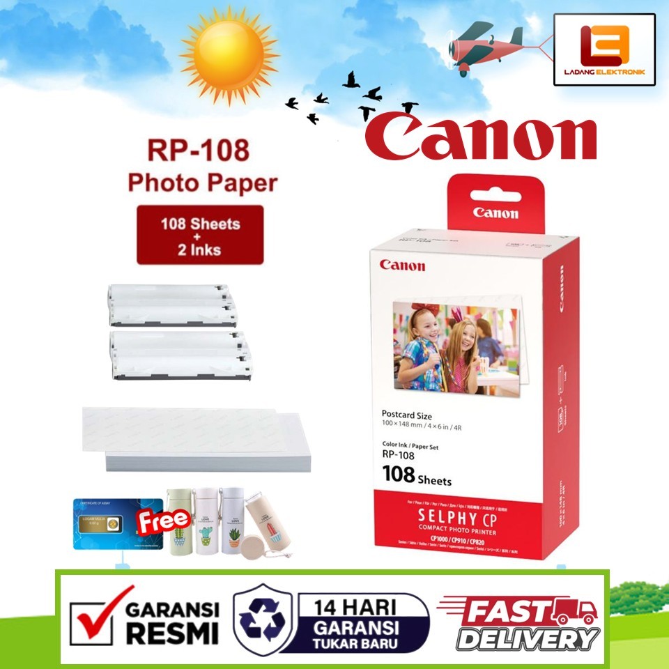 Jual Canon Paper RP-108 Tinta Paper Canon Selphy CP820 CP910 CP1000 ...