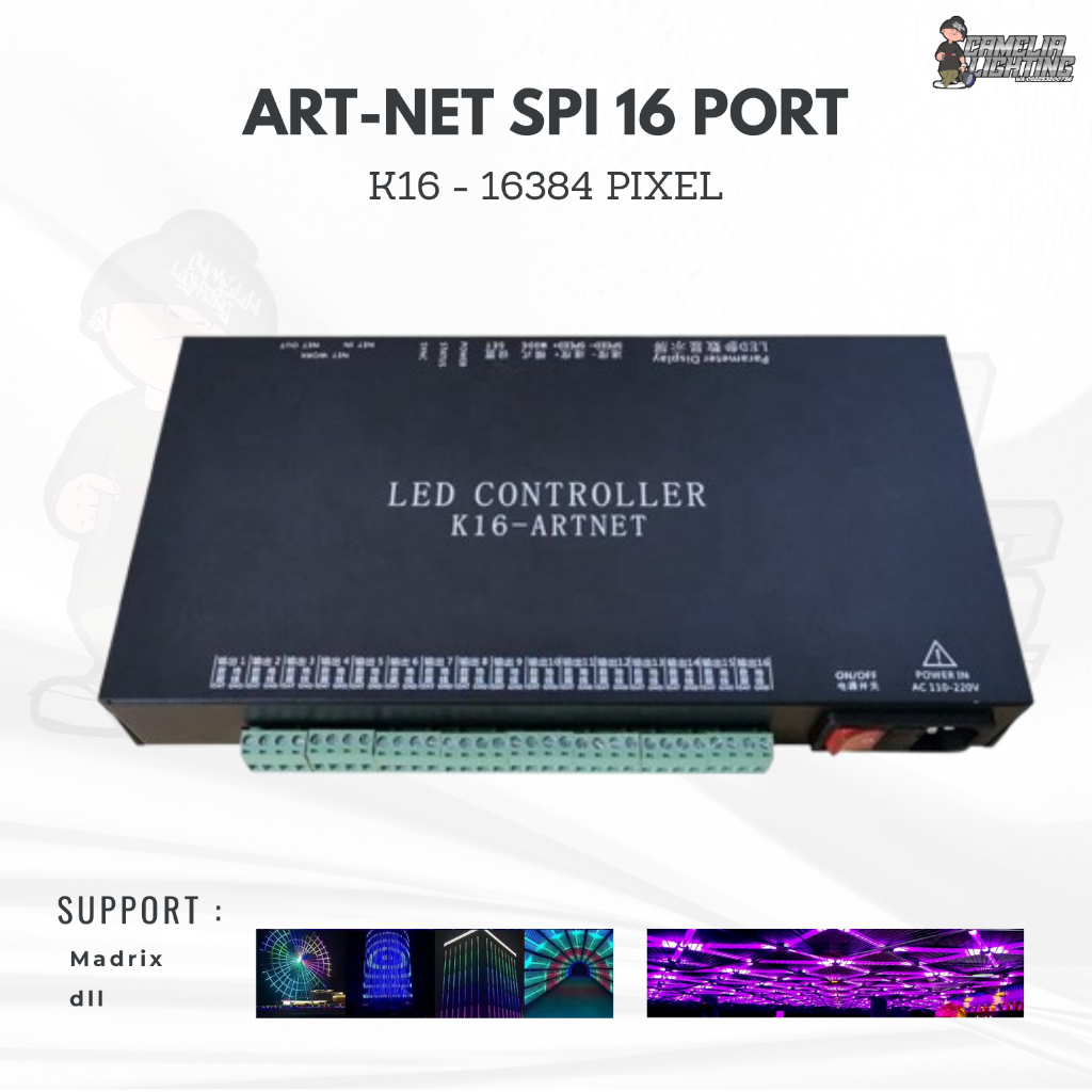 Jual K16 ArtNet DMX to SPI LED Pixel Controller 16 Port 16384 Pixel ...