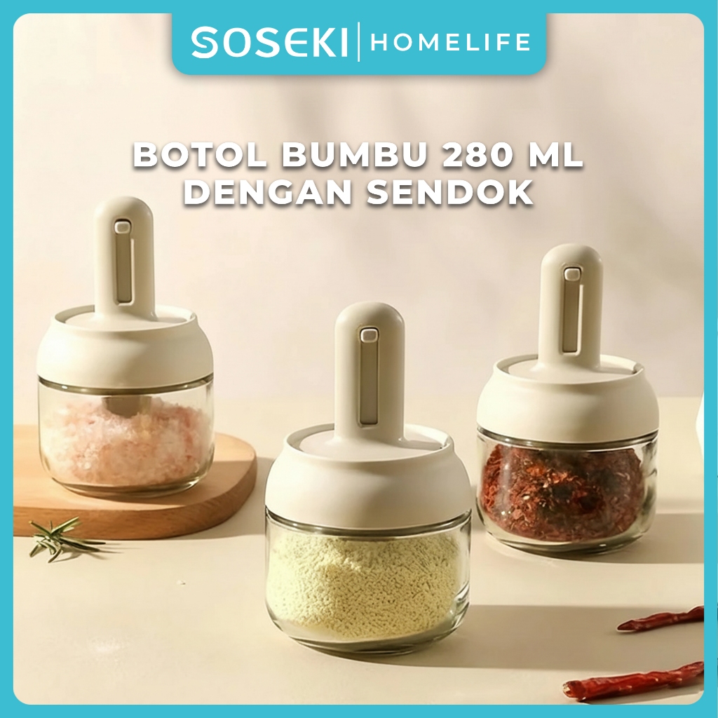 Jual Wadah Tempat Bumbu Kaca Kedap Udara Dengan Sendok Takar Adjustable ...