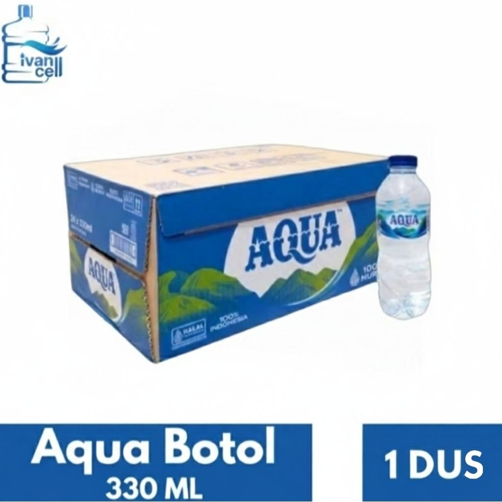 Jual [INSTANT] (1 DUS) AQUA Botol 330 ML isi (24 BOTOL) - ORIGINAL 100% ...