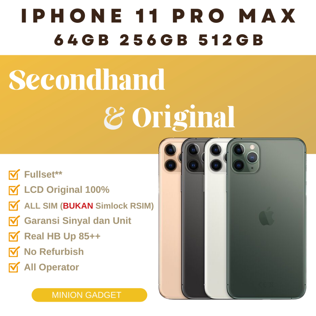 Jual [ALL SIM] IPHONE 11 PRO MAX / 11 PROMAX 64GB 256GB 512GB - SECOND ...