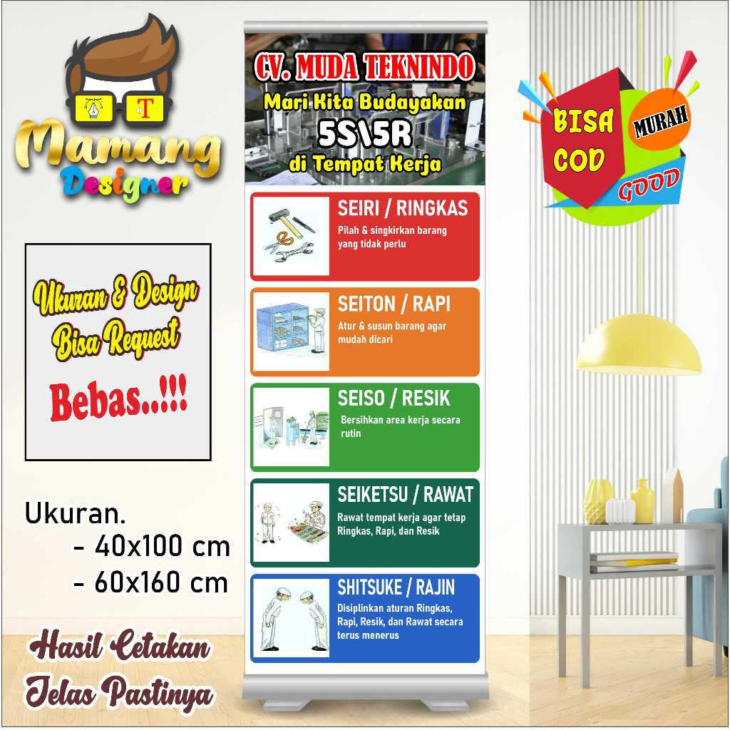 Jual Cetak Spanduk Banner Budayakan 5S Dan 5R Untuk Di Tempat Kerja ...