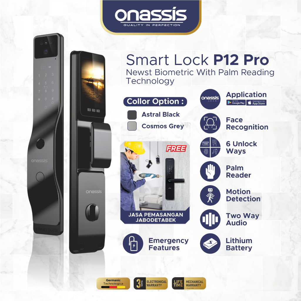 Jual Onassis Smart Lock P12 Pro - Kunci Pintu Elektronik dengan ...