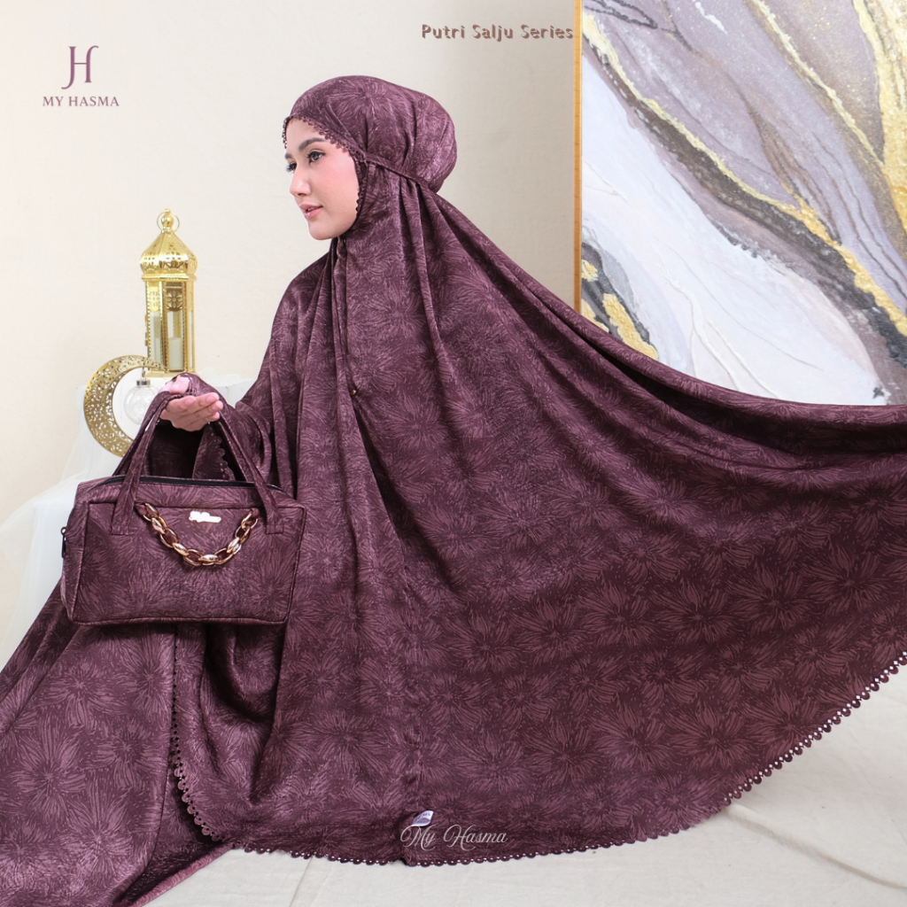 Jual MY HASMA - Mukena Dewasa Mewah Putri Salju Santorini Silk 2in1 ...