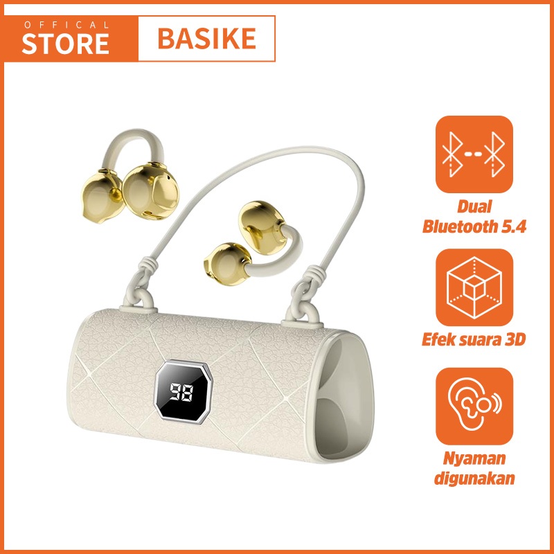 Jual [TAS?]BASIKE Headset Bluetooth 5.4 Klip Semi-in-Ear TWS Wireless ...