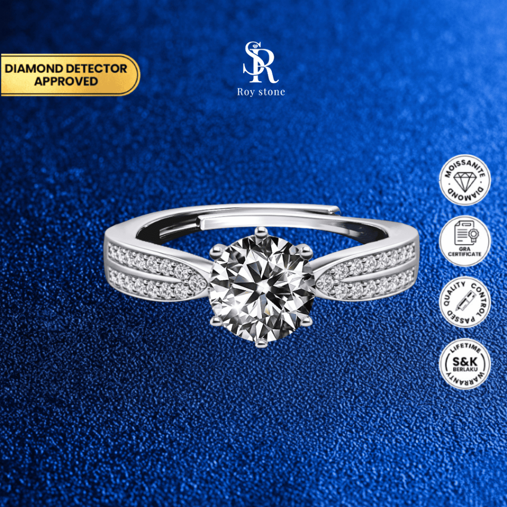 Jual RoyStone - Cincin 1CT Vamella Adjustable Ring Perhiasan Moissanite ...